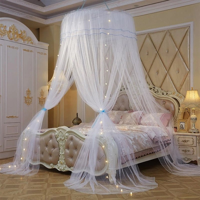 white bed canopy