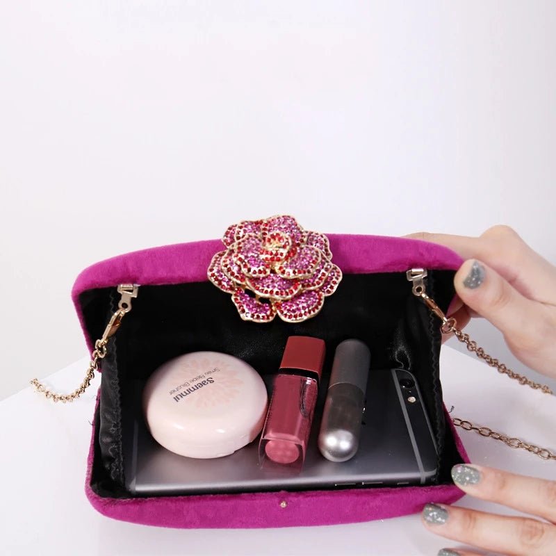 Evening Bag - Velvet, Soft, Flower Snap, Lovely, Buy Now – Luxy Moon