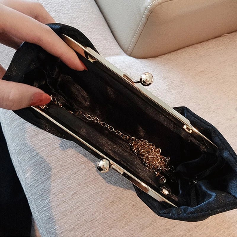 Elegant Evening Bag - Bow, Rhinestone, Satin, Comfortable – Luxy Moon