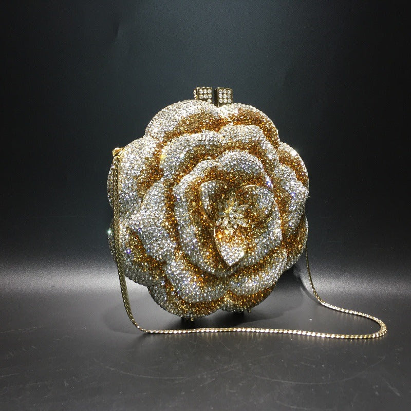 Luxy Moon Flower Luxury Rhinestone Clutch Purse for Wedding
