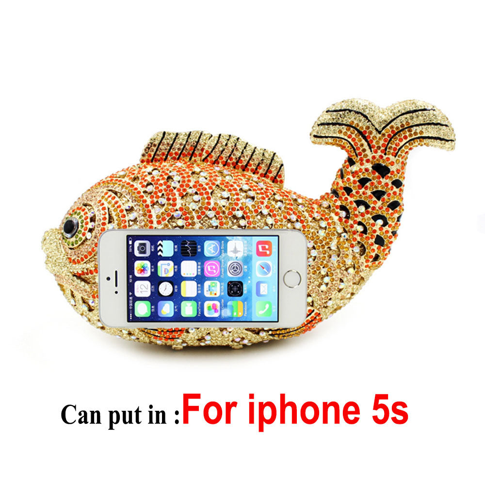 Luxy Moon Goldfish Rhinestone Clutch Unique Cute Purse