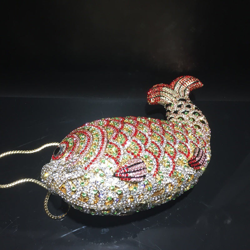 Luxy Moon Goldfish Rhinestone Clutch Unique Cute Purse