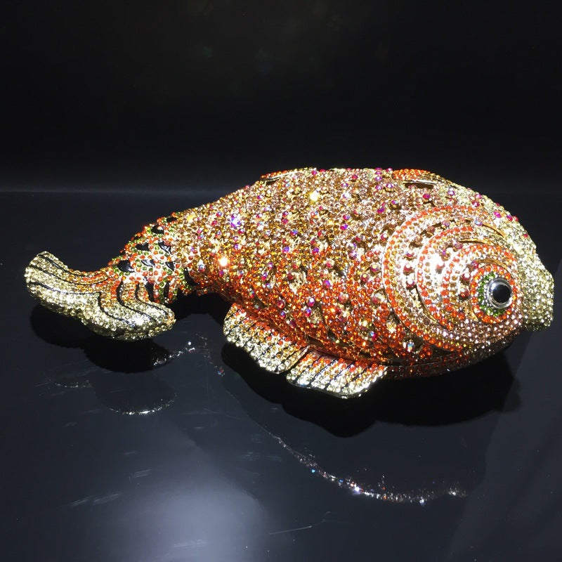 Luxy Moon Goldfish Rhinestone Clutch Unique Cute Purse