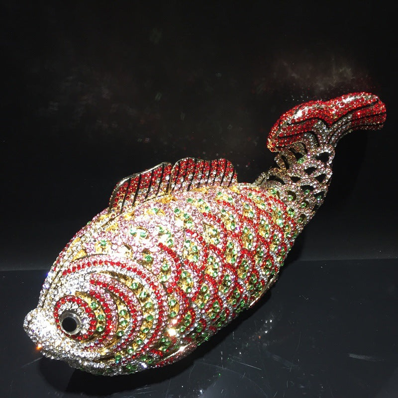 Luxy Moon Goldfish Rhinestone Clutch Unique Cute Purse