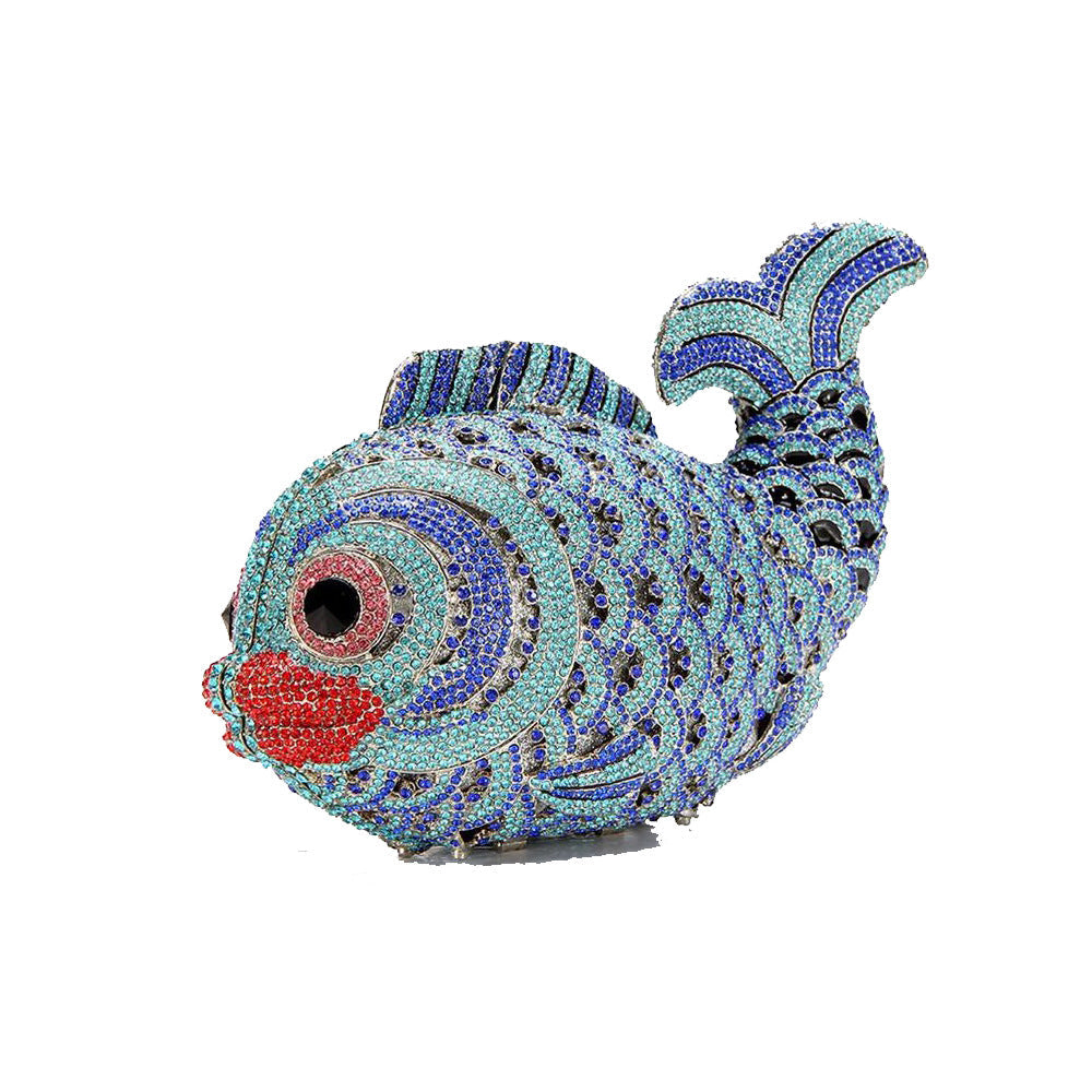 Luxy Moon Goldfish Rhinestone Clutch Unique Cute Purse