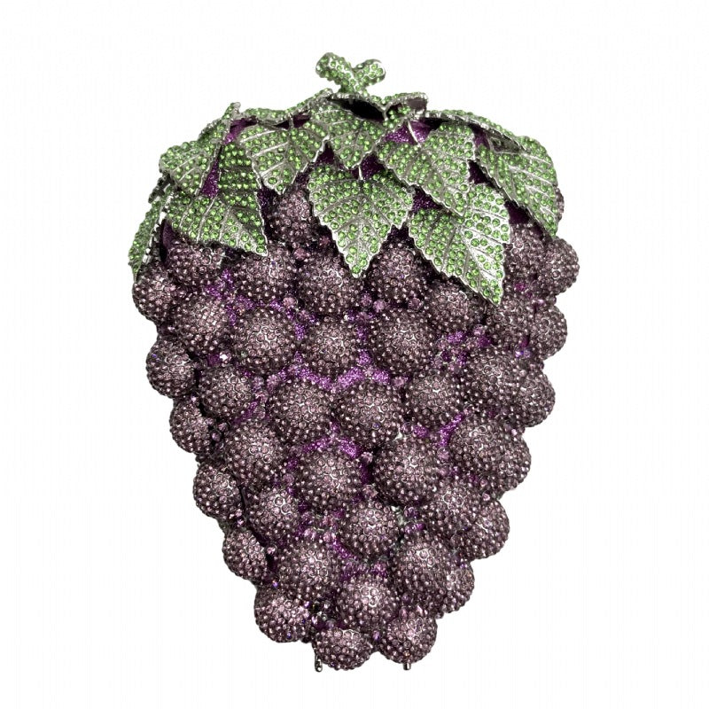 Luxy Moon Grape Rhinestone Clutch Deluxe Evening Bag