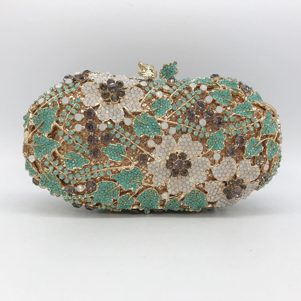 Luxy Moon Luxury Green Clutch Floral Purse With Dress