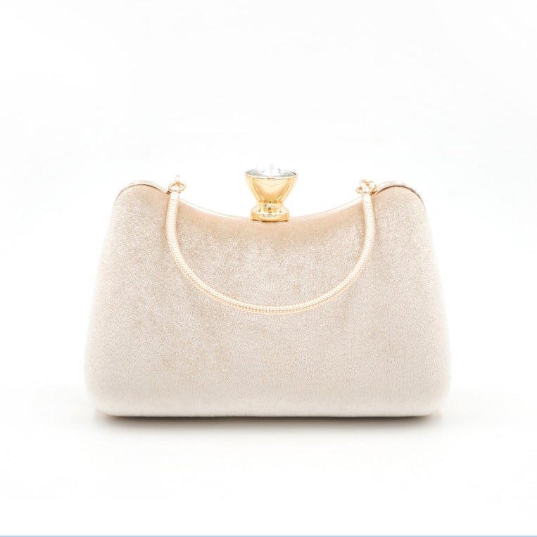 Velvet Evening Bag -Crystal Snap, Gold Handle, Soft, Elegant – Luxy Moon