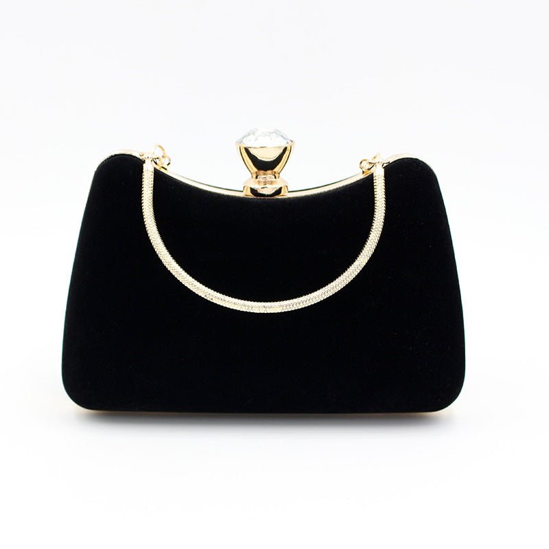 Velvet Evening Bag -Crystal Snap, Gold Handle, Soft, Elegant – Luxy Moon