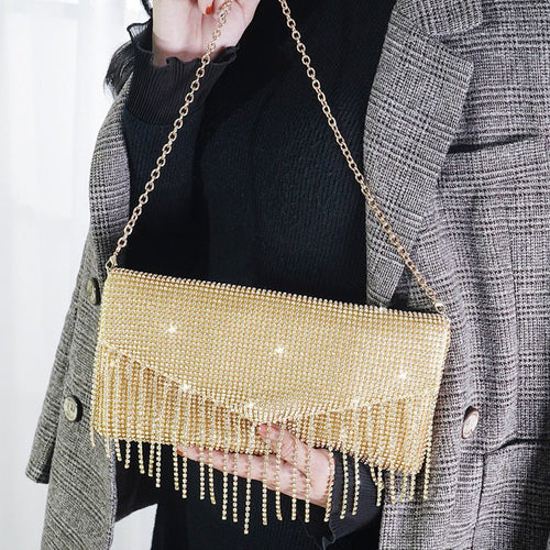 Stunning Evening Bag - Rhinestone, Flap, Tassel, Lightweight – Luxy Moon