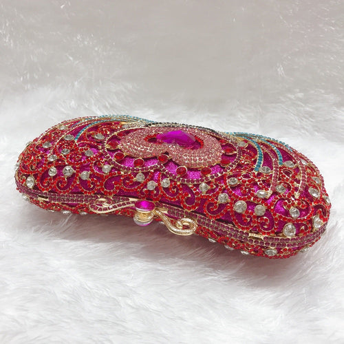 Luxy Moon Rose Red Heart Prom Clutch Purse