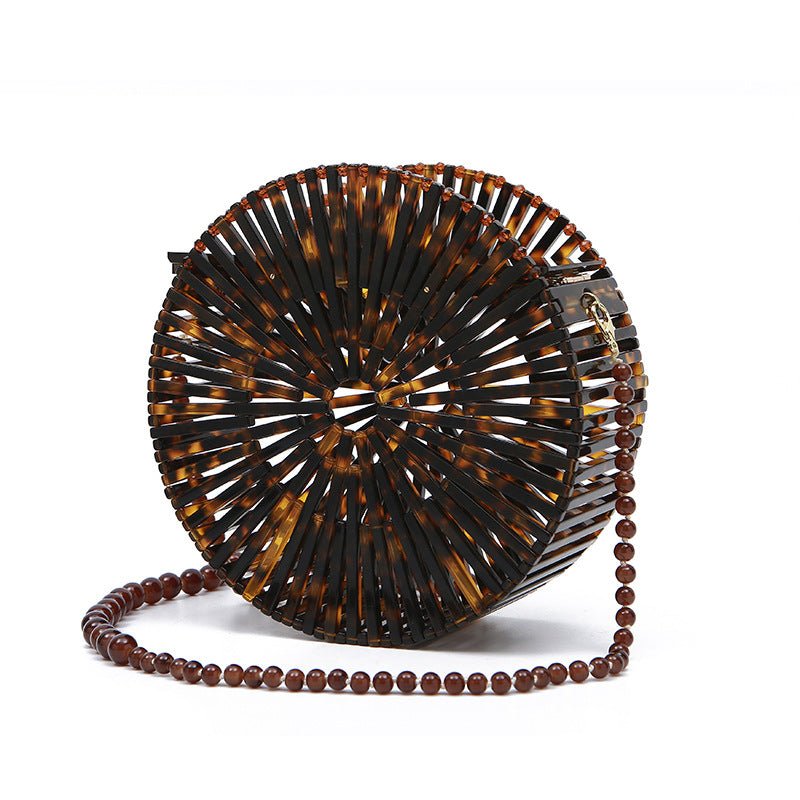 Acrylic Evening Bag -Round Bucket, Hollow Out, Elegant, Chic – Luxy Moon