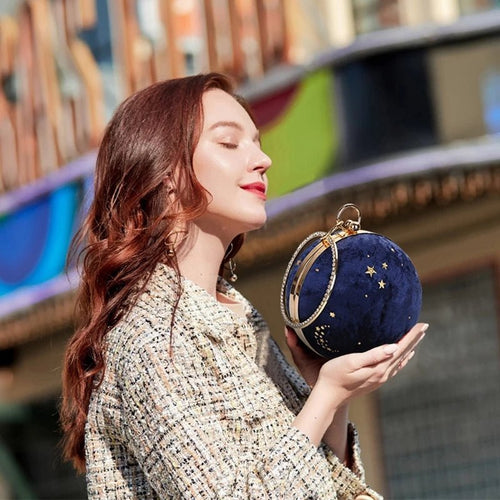 Evening Bag - Velvet, Round, Ring Handle, Compact, Buy Now – Luxy Moon