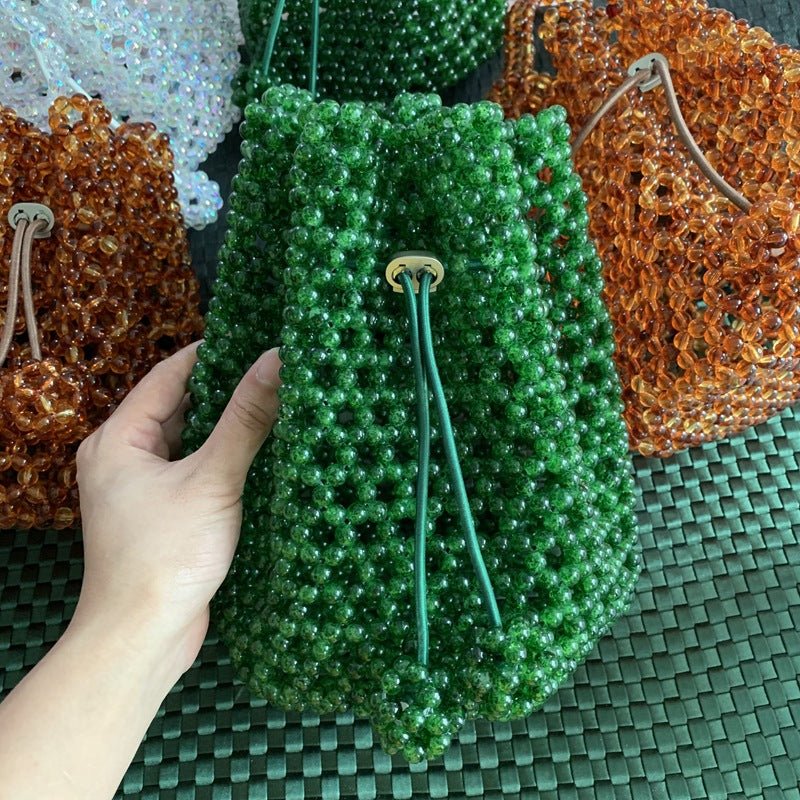 Acrylic Evening Bag - Hand Bucket, Beads, Woven, Elegant – Luxy Moon